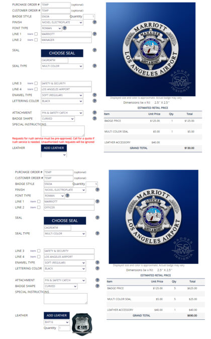 S563A Marriott Custom Badges - 1 Belt Clip Badge Holder - Agent Gear USA